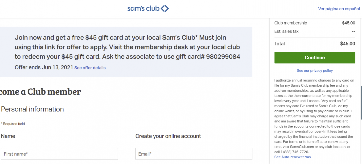 Sam's Club free Membership - 2021 Offer