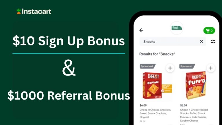 Instacart Sign Up Bonus: $10 New User Bonus & $10 Referral Bonus